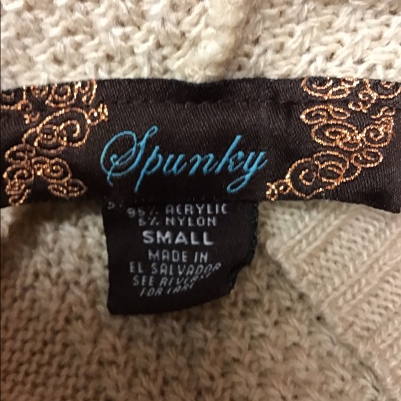 Spunky | Sweaters | Spunky Womens Hooded V Neck Sweater Sz S Beige ...